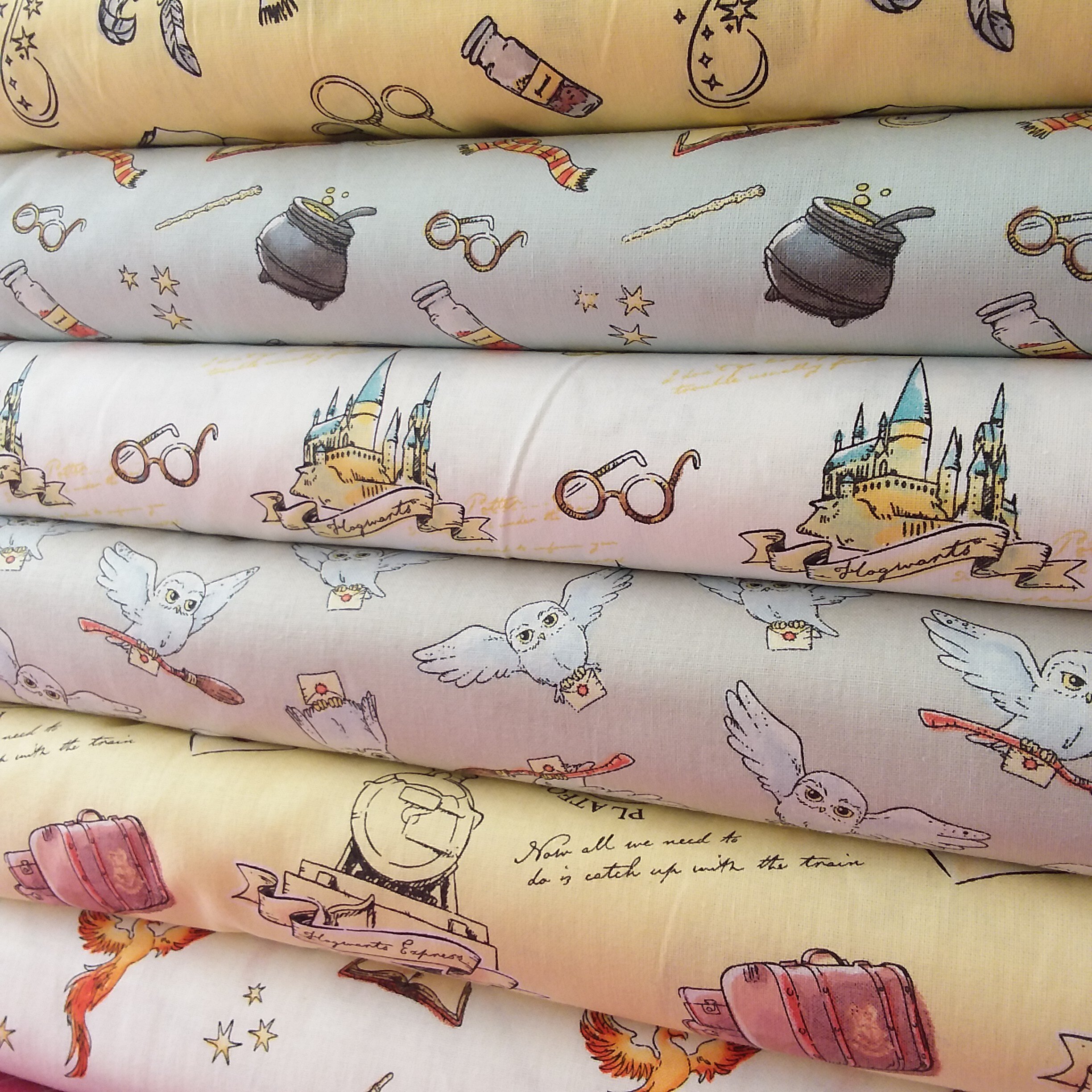 Harry Potter House Crests White Wide Fabric per 50cm Crafty Baba Fabrics