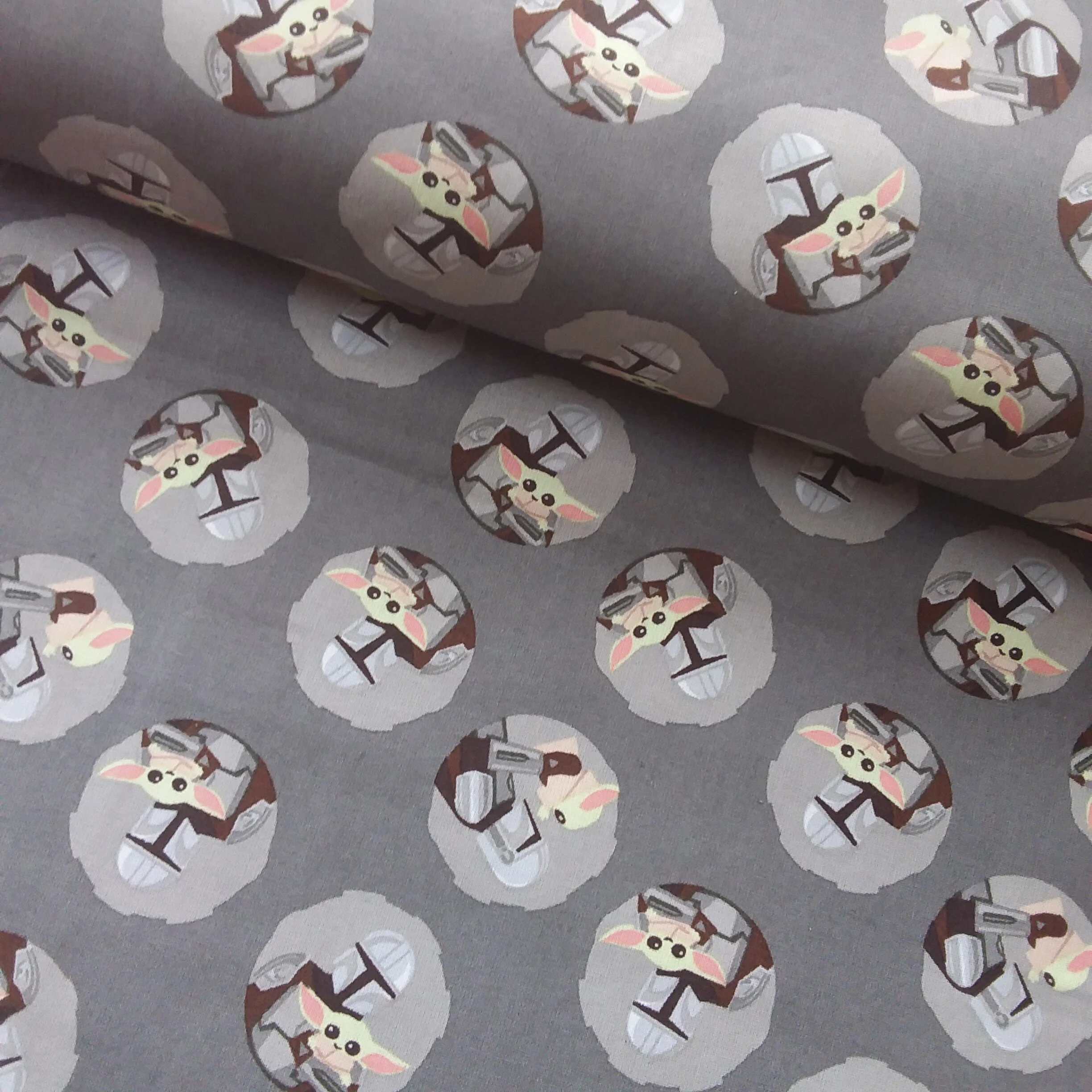 Star Wars Mandalorian Baby Yoda Grey Cotton Fabric - per 50cm Crafty ...