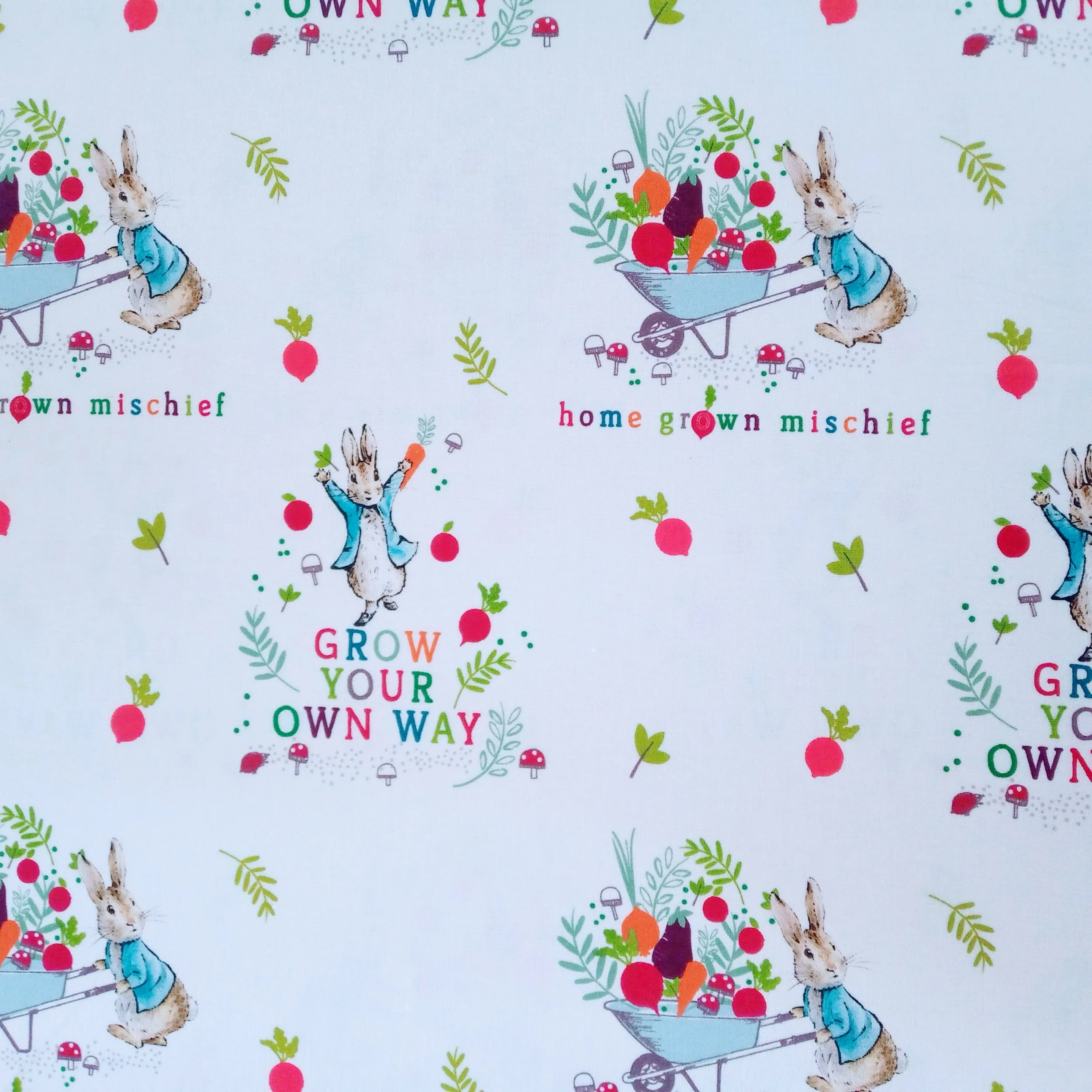 Peter Rabbit White Cotton Fabrics-Per 50cm PR19 Crafty Baba Fabrics