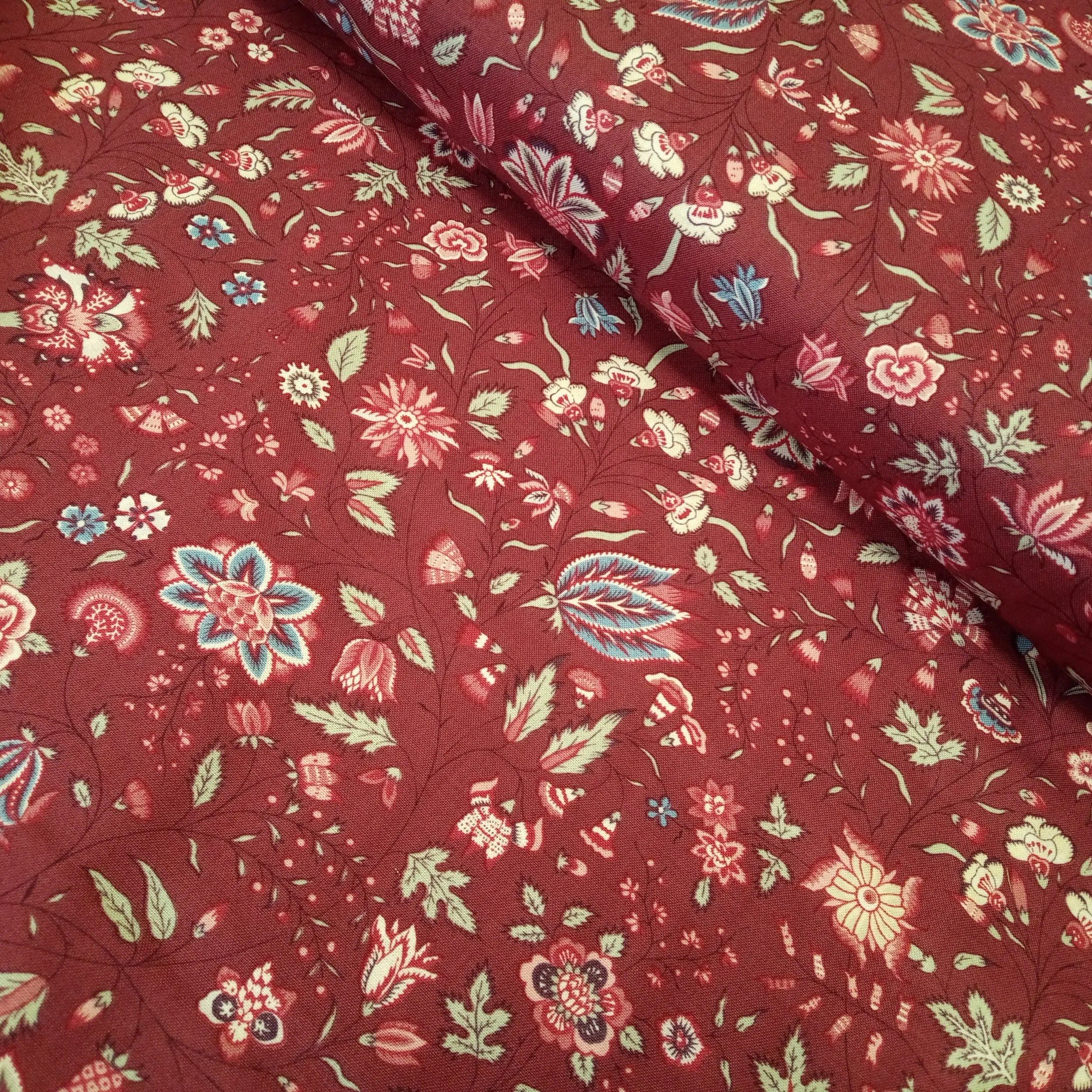 Dutch Heritage 1025 Burgundy Quilting Cotton Fabric Crafty Baba Fabrics