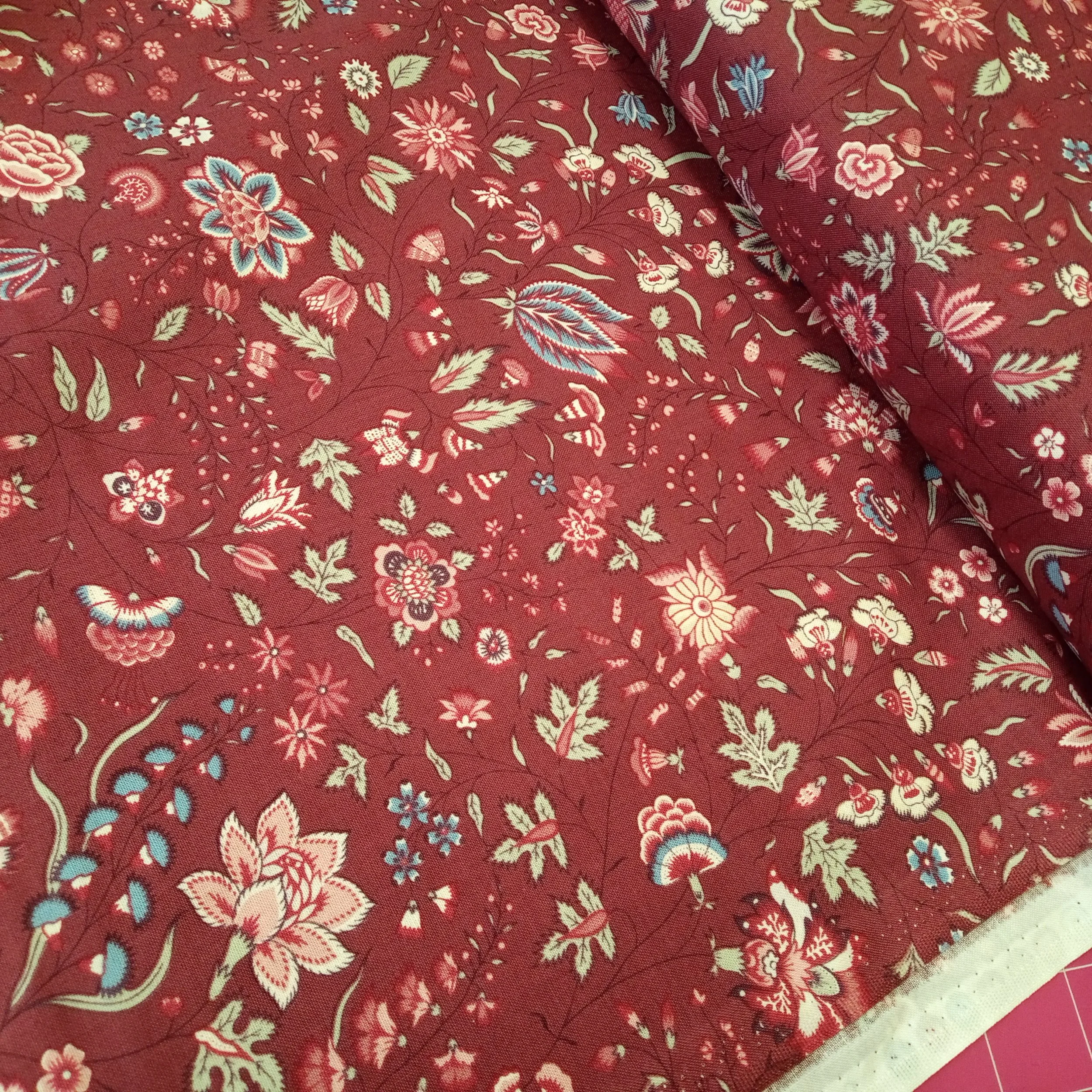 Dutch Heritage 1025 Burgundy Quilting Cotton Fabric Crafty Baba Fabrics