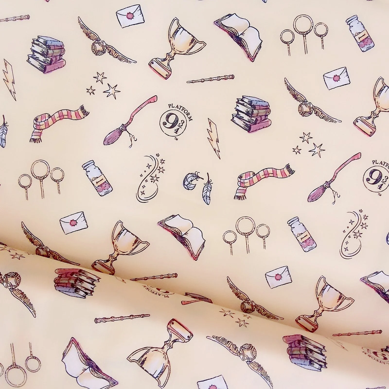 Harry Potter House Crests White Wide Fabric per 50cm Crafty Baba Fabrics