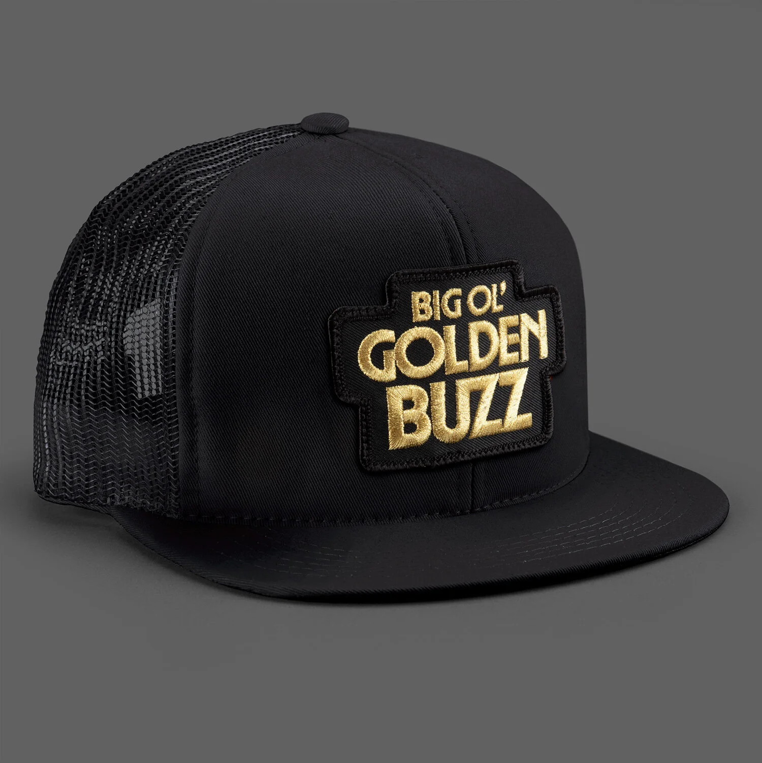 DDC-255 “Big Ol' Golden Buzz - Black/Black Mesh” Action Cap — Draplin ...