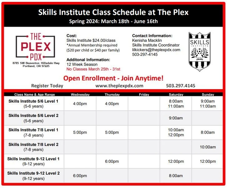 The Plex Schedule — Lil' Kickers - Portland