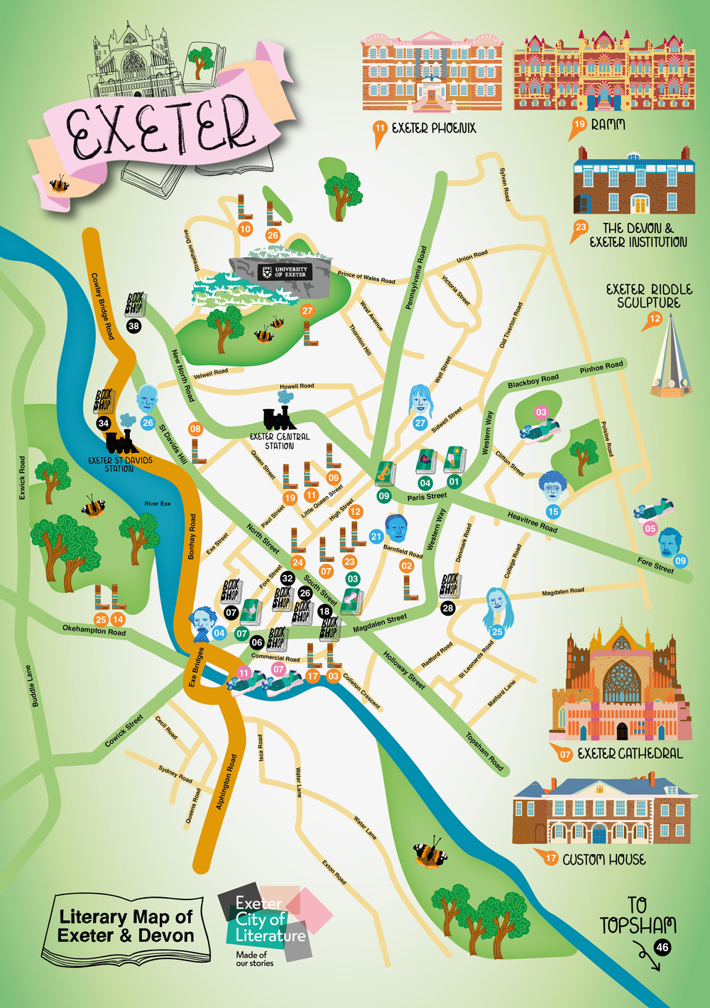Literary Map of Exeter and Devon — Exeter City of Literature