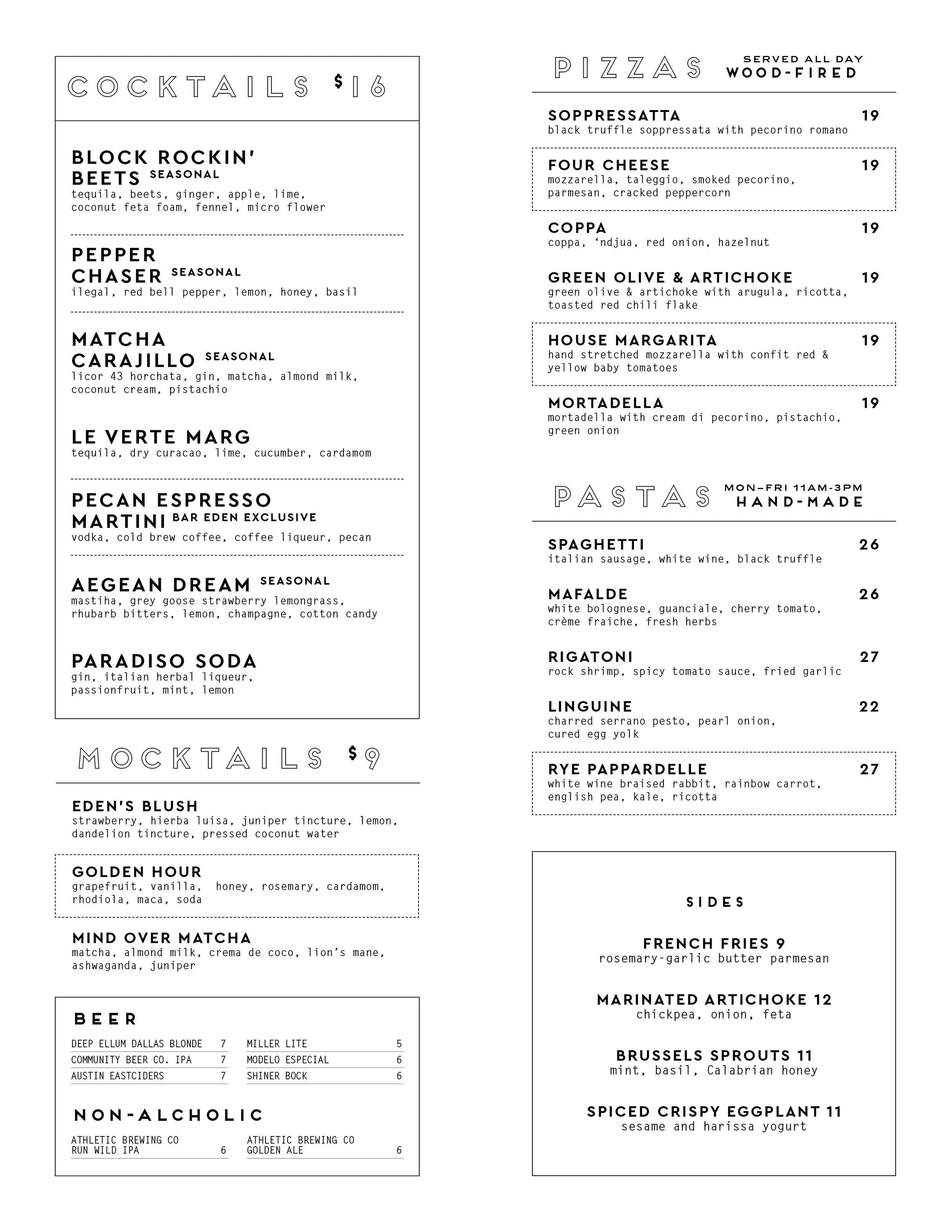 Menu — Paradiso