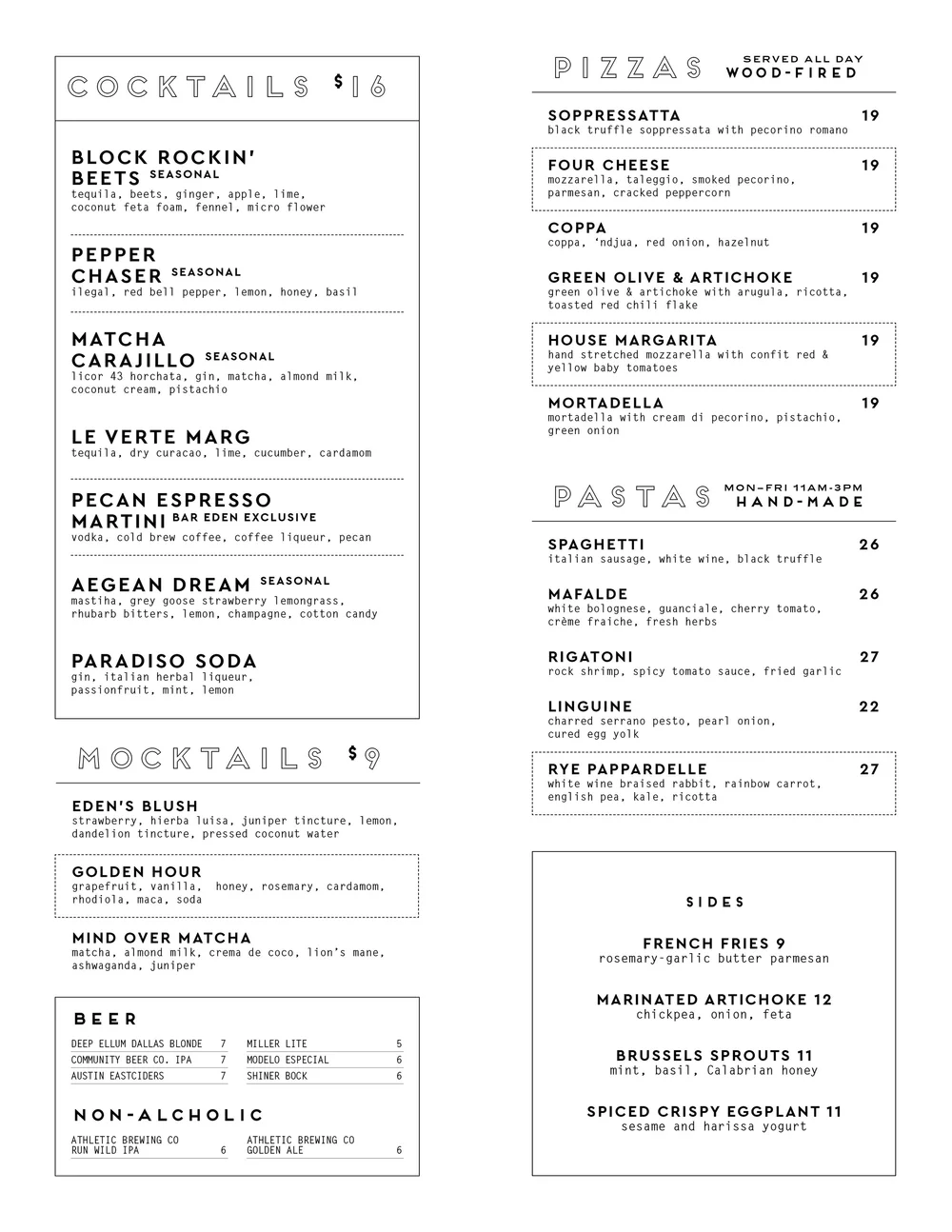 Menu — Paradiso