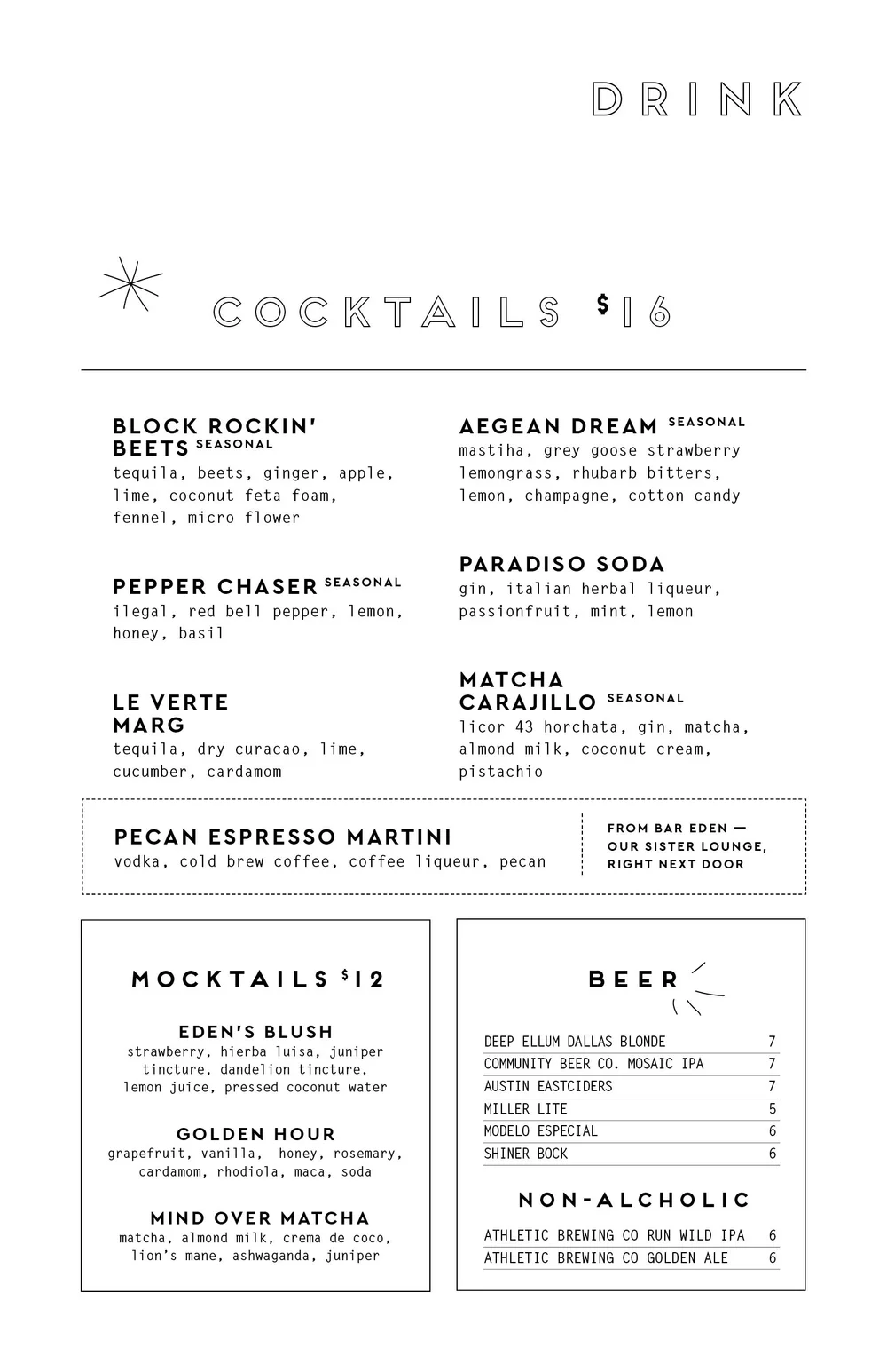 Menu — Paradiso