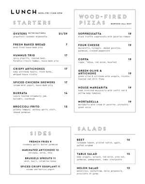 Menu — Paradiso