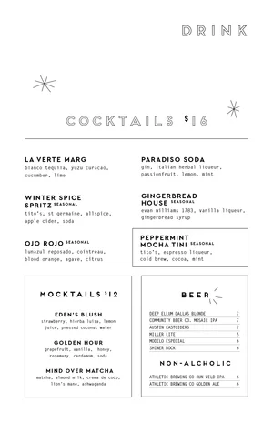 Menu — Paradiso