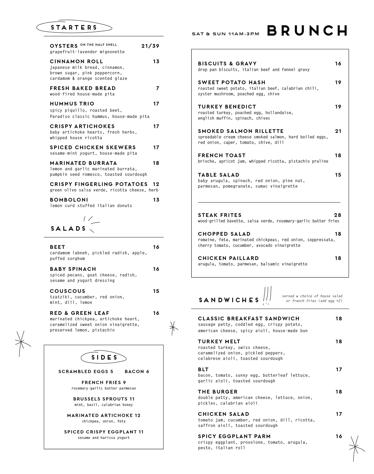 Menu — Paradiso