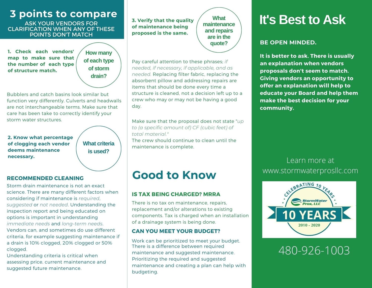 How to compare multiple proposals — StormWater Pros