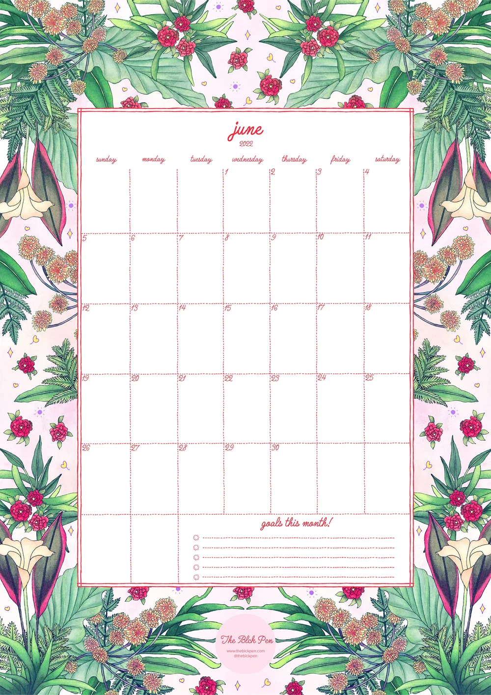 June 2022 Calendar Printable