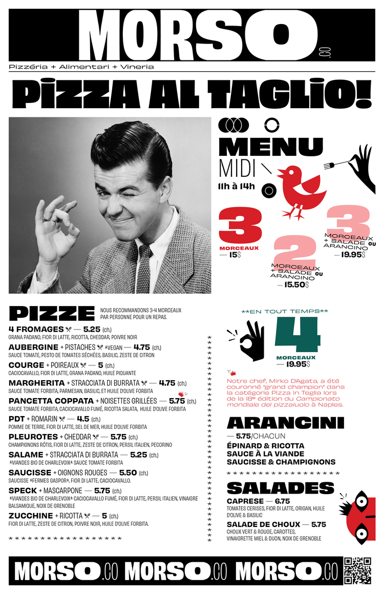 Menu — Morso Pizzeria + Alimentari