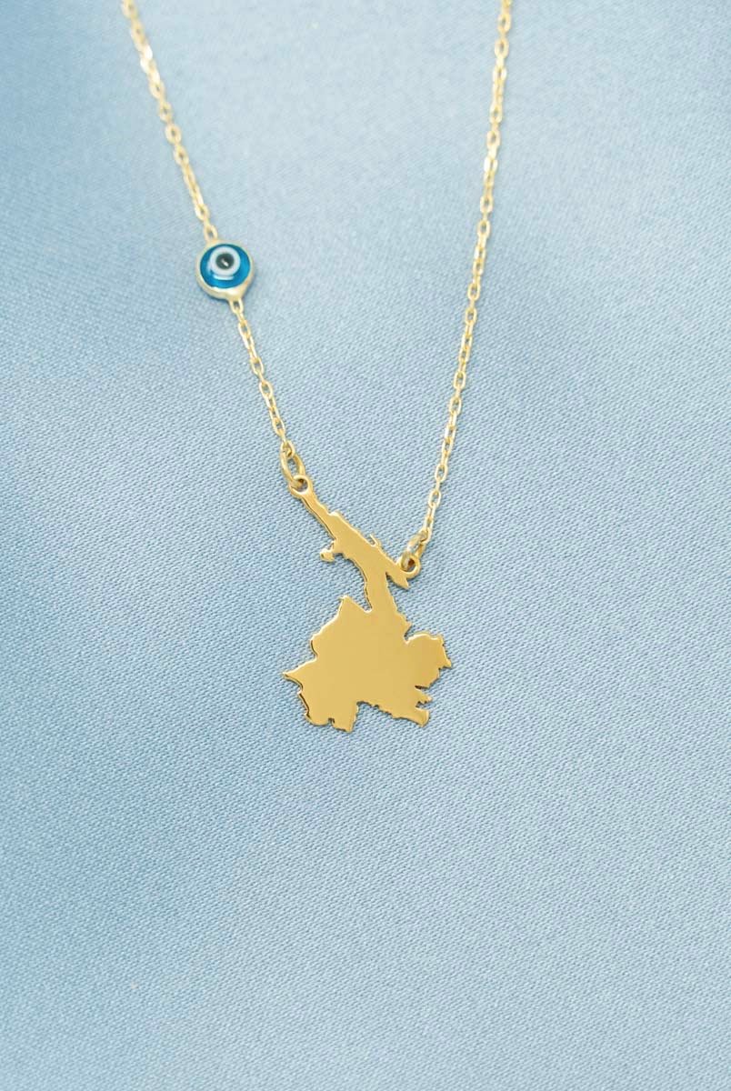 Solid Gold Mati Nameplate Necklace - Greek — Hellenic Aesthetic