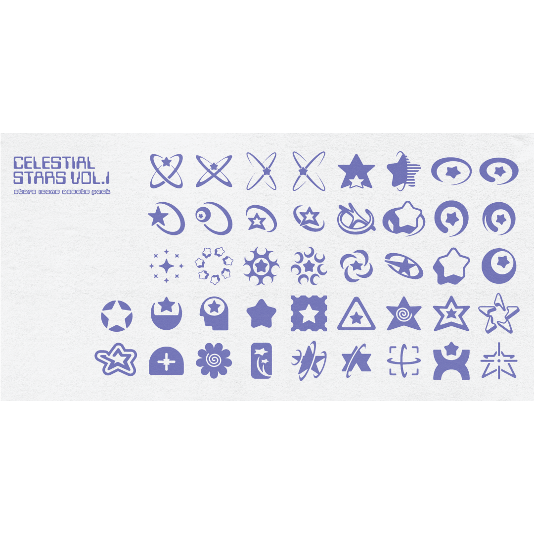 40+ CELESTIAL STARS AND ICONS ASSETS PACK VOL. 01 — The Visual Pharmacy