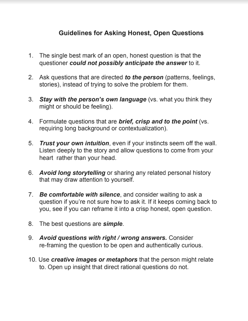 Honesty Hour Questions