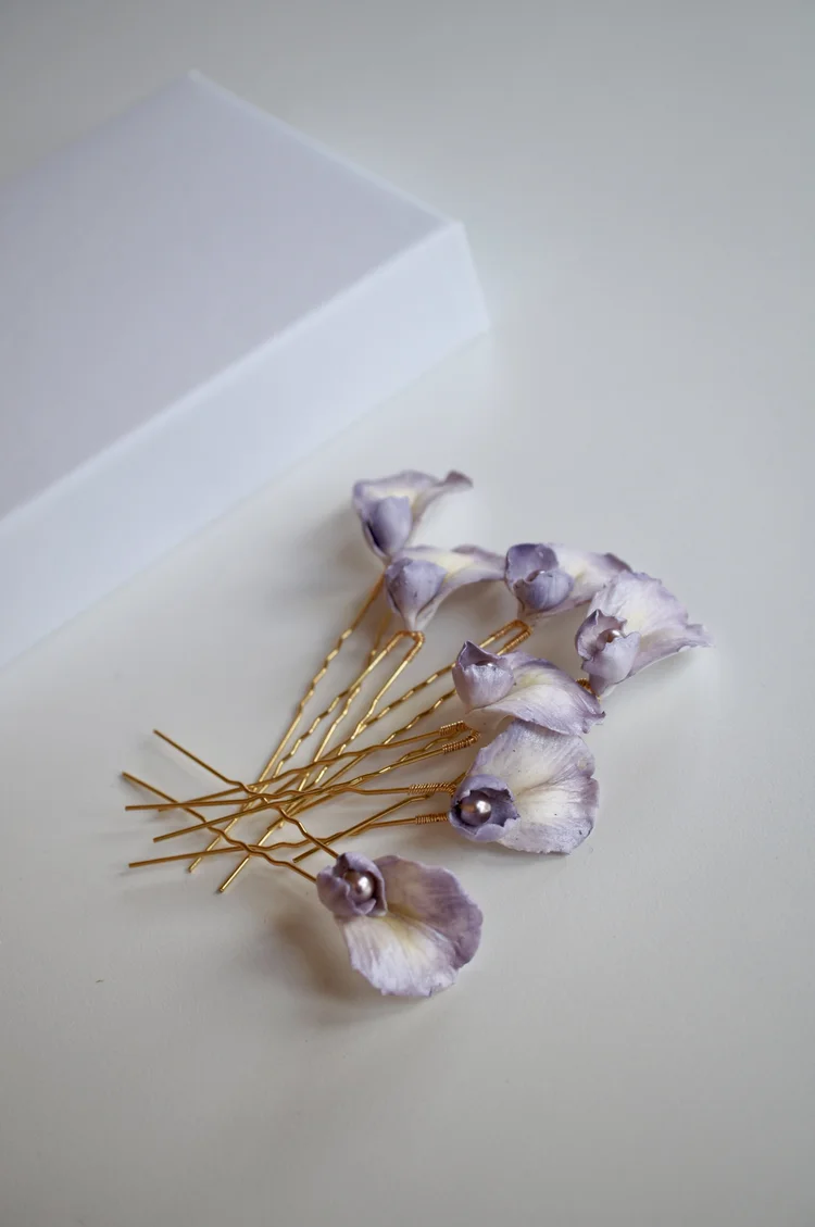 Floral wedding hair accessories. Handmade Orchid hairpin in dusty pink ...
