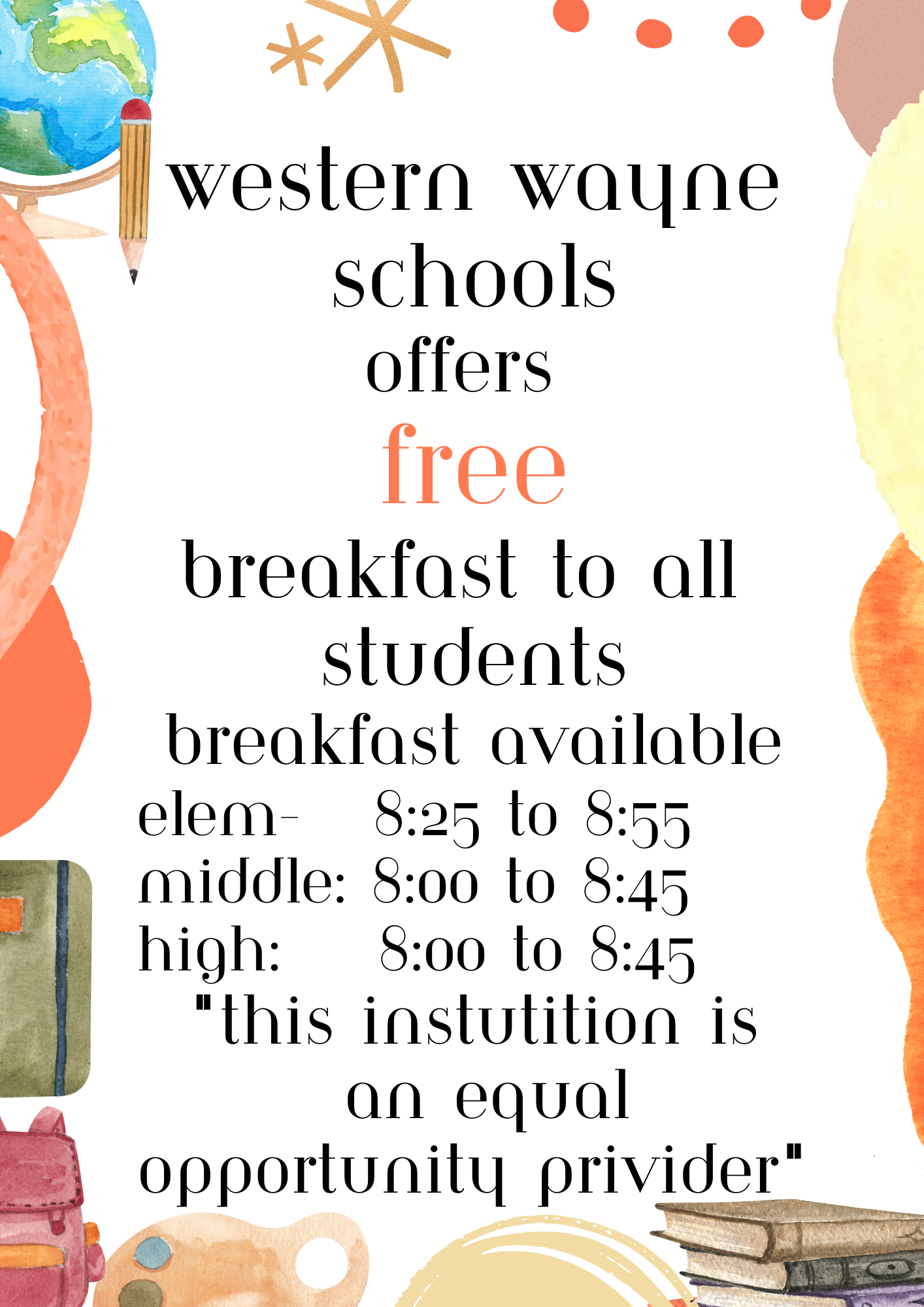 Lunch Menu — Western Wayne Elementary School