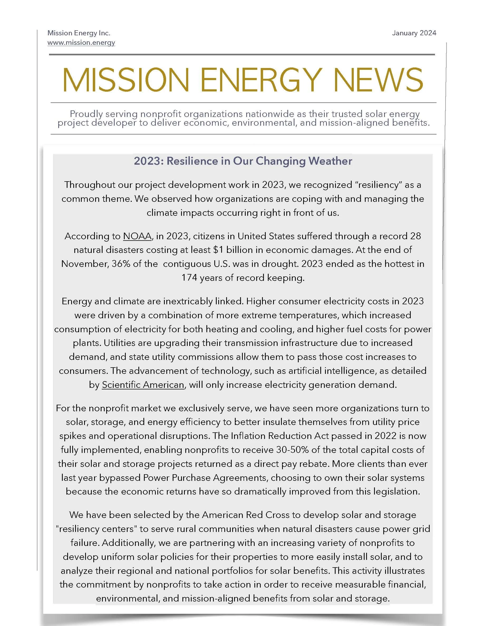 Mission Energy News January 2024 — Mission Energy