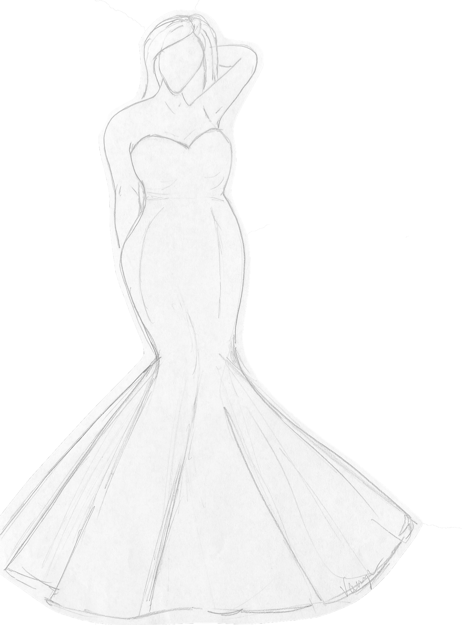 Mermaid Wedding Dress Drawing