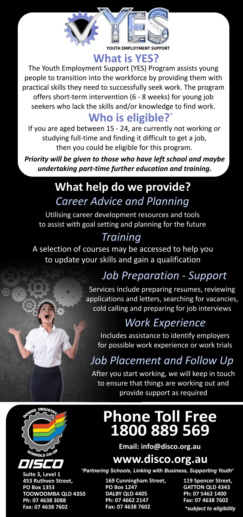 YES - Youth Employment Support — DISCO | Downs Industry School's Co-Op Inc.