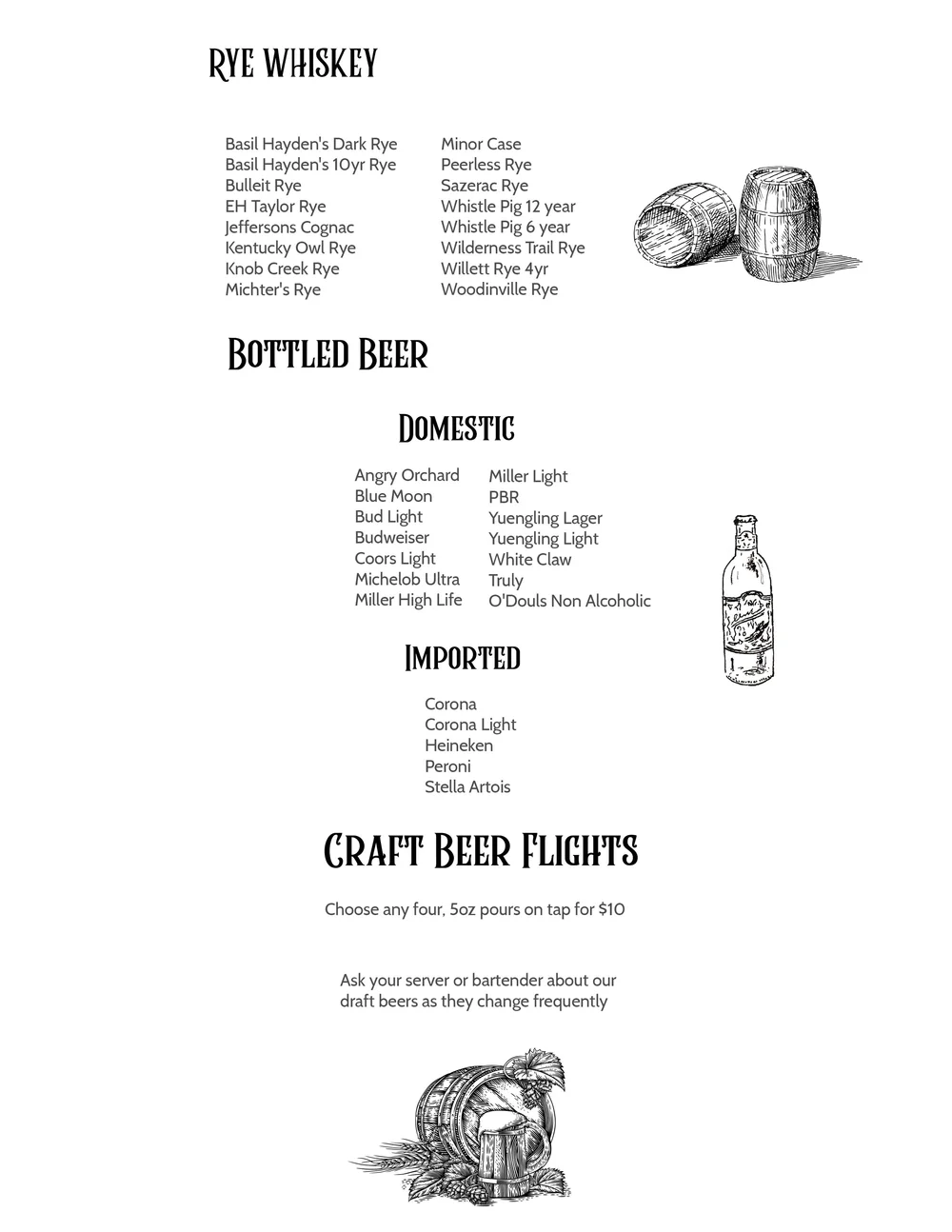 Drink Menu — Copper & Oak