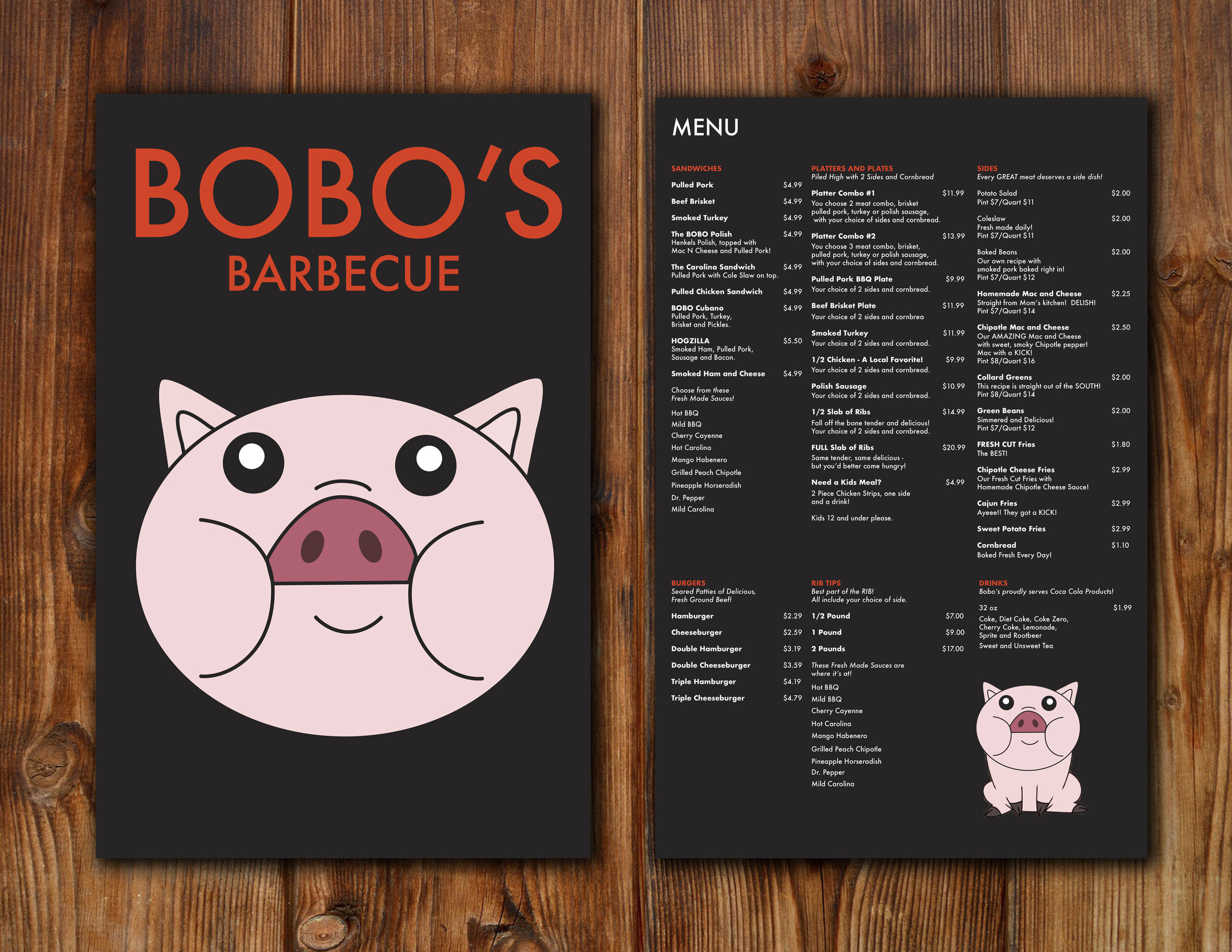 Bobo's Barbecue Menu — Ryan Berner