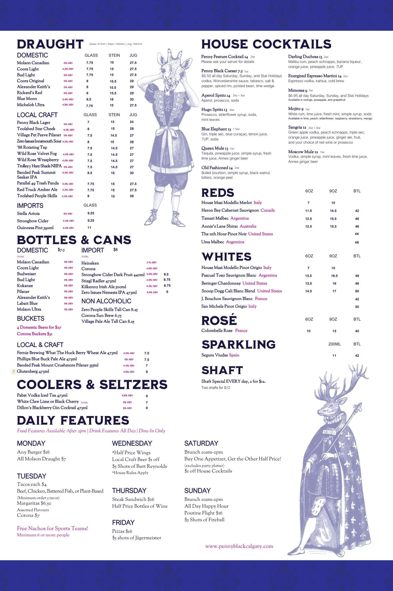 Penny Black Menus — Penny Black Bar + Kitchen