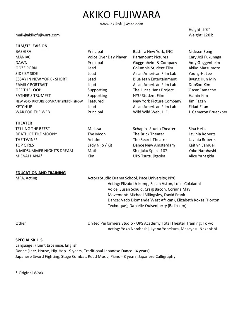 Resume — Akiko Fujiwara