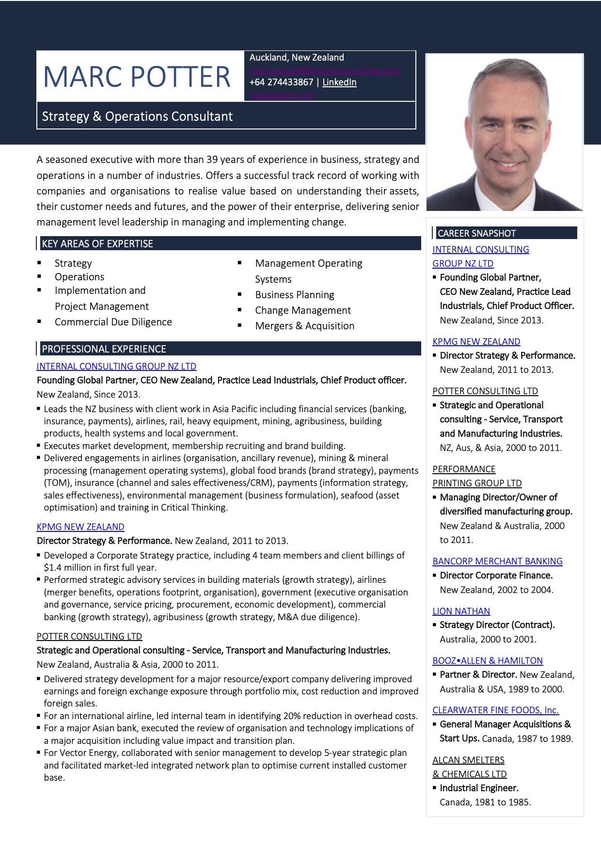 Career highlights as an external and internal consultant and corporate ...
