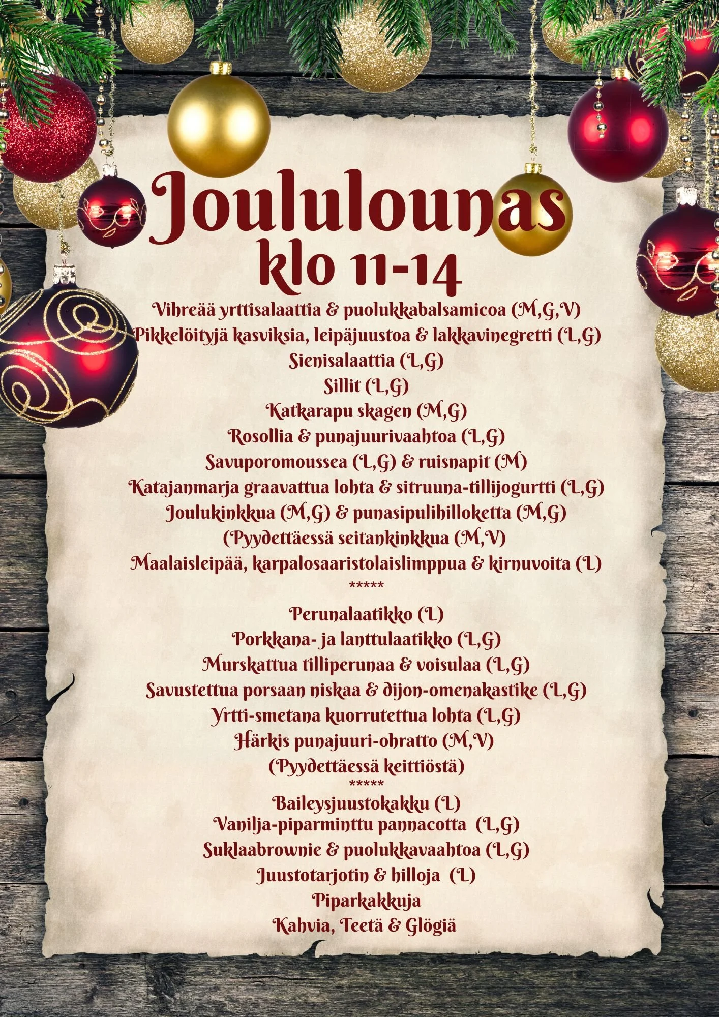 Joululounas 8.12.-19.12.2025 — Talin Kartano