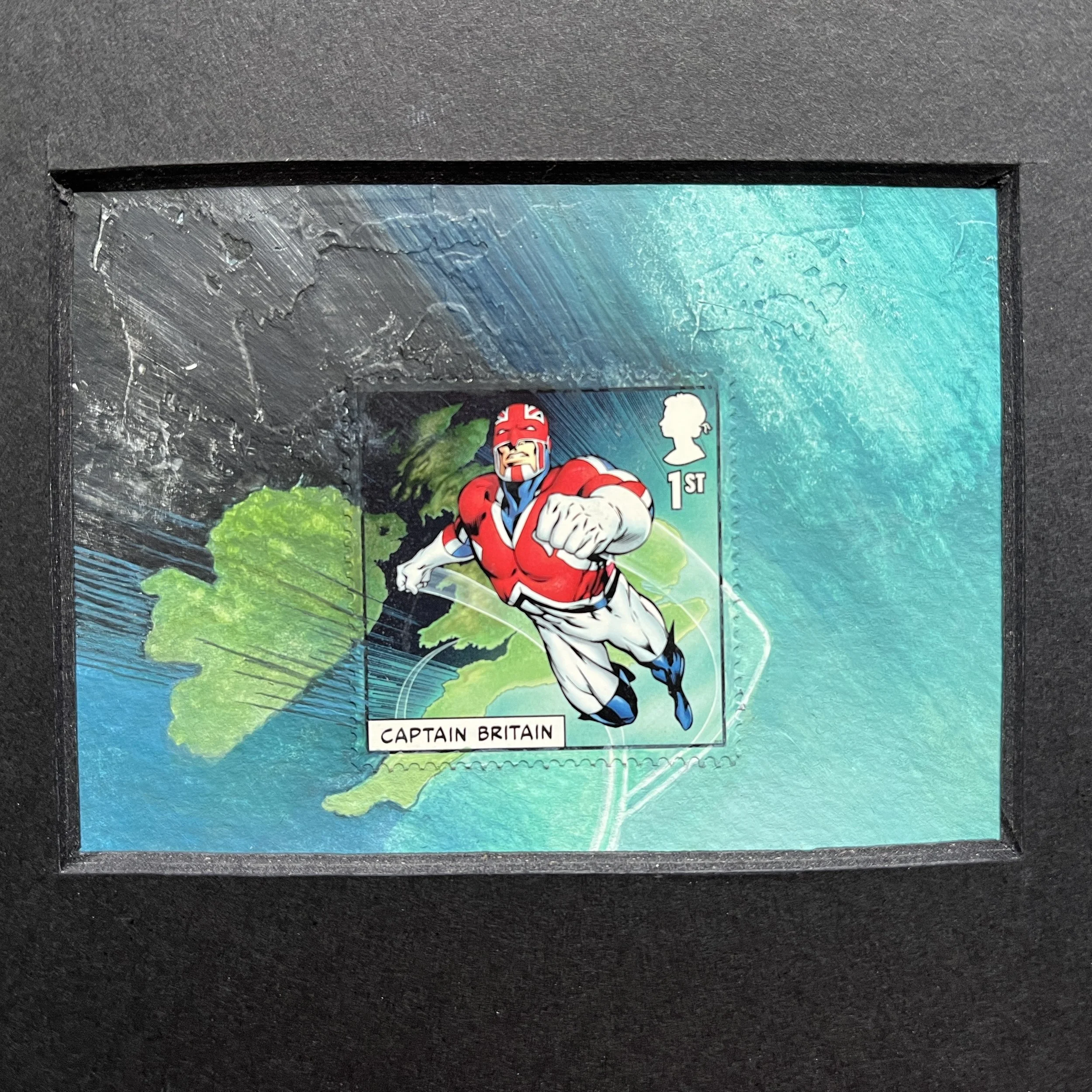 Captain Britain Marvel Character Postage Stamp Art — Tonia Jillings Artist