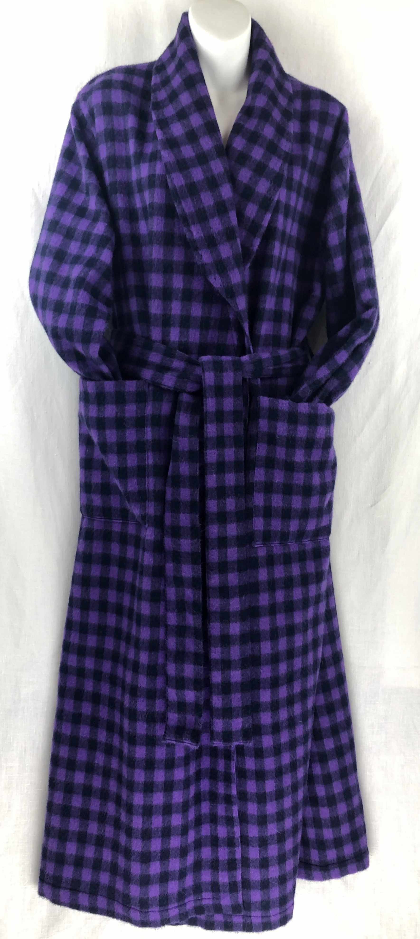Wool, winter, dressing robe, womens, large, navy blue — Robeology