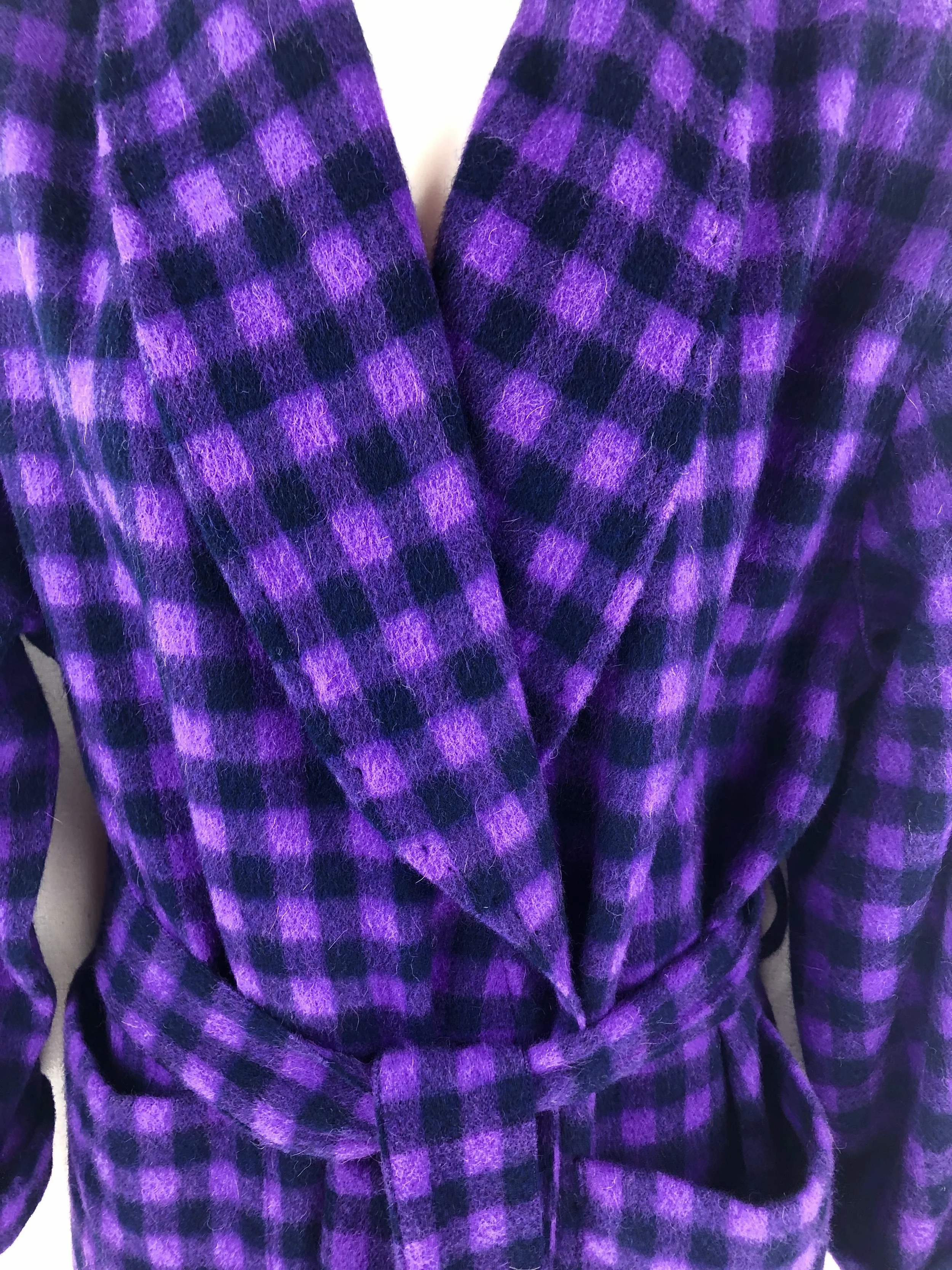 Wool, winter, dressing robe, womens, large, navy blue — Robeology