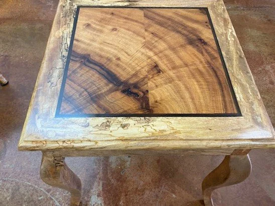 Table, Vedad’s Cloth Table carved in Monkeypod — RK Woods Crafted in Hawaii
