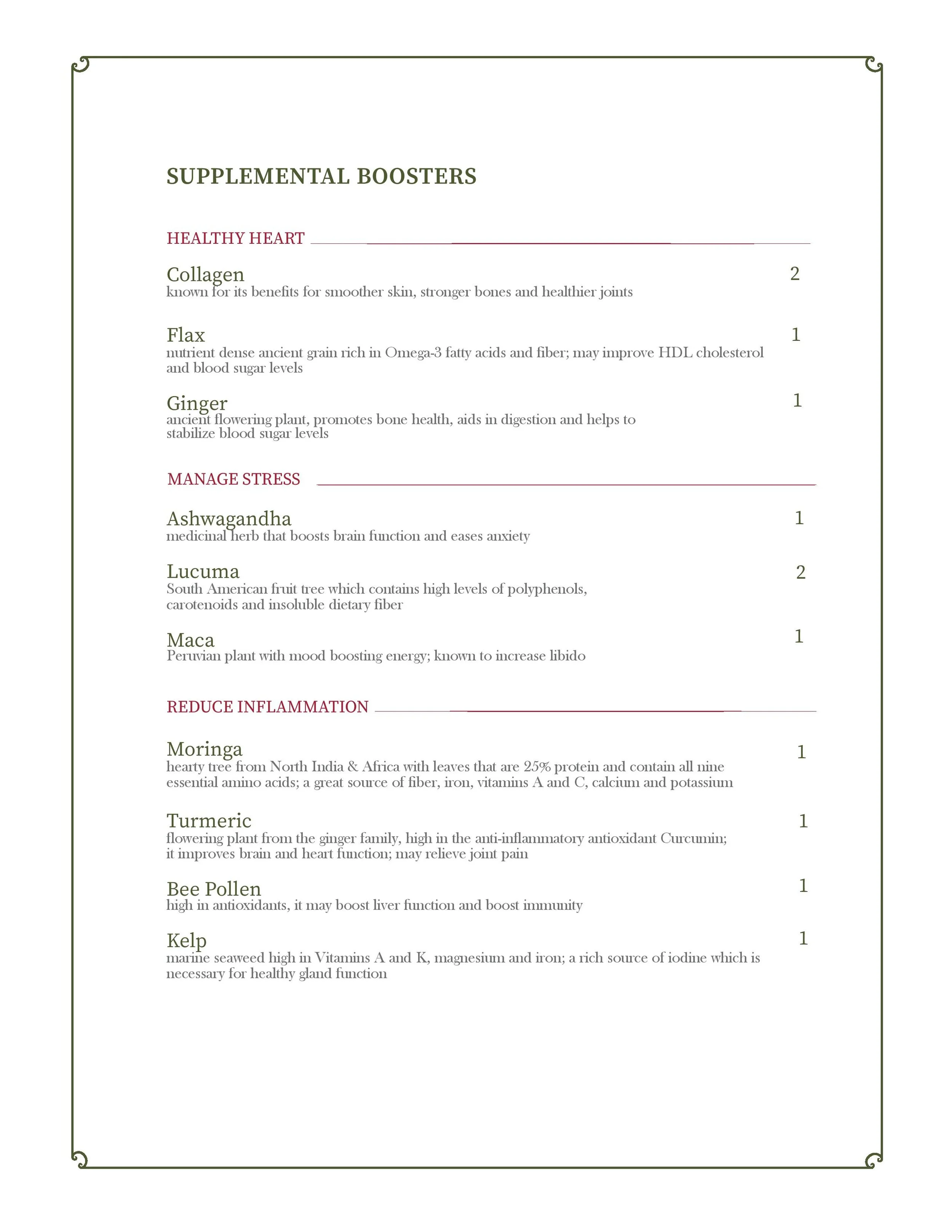 Juice Bar Menu — The Maker