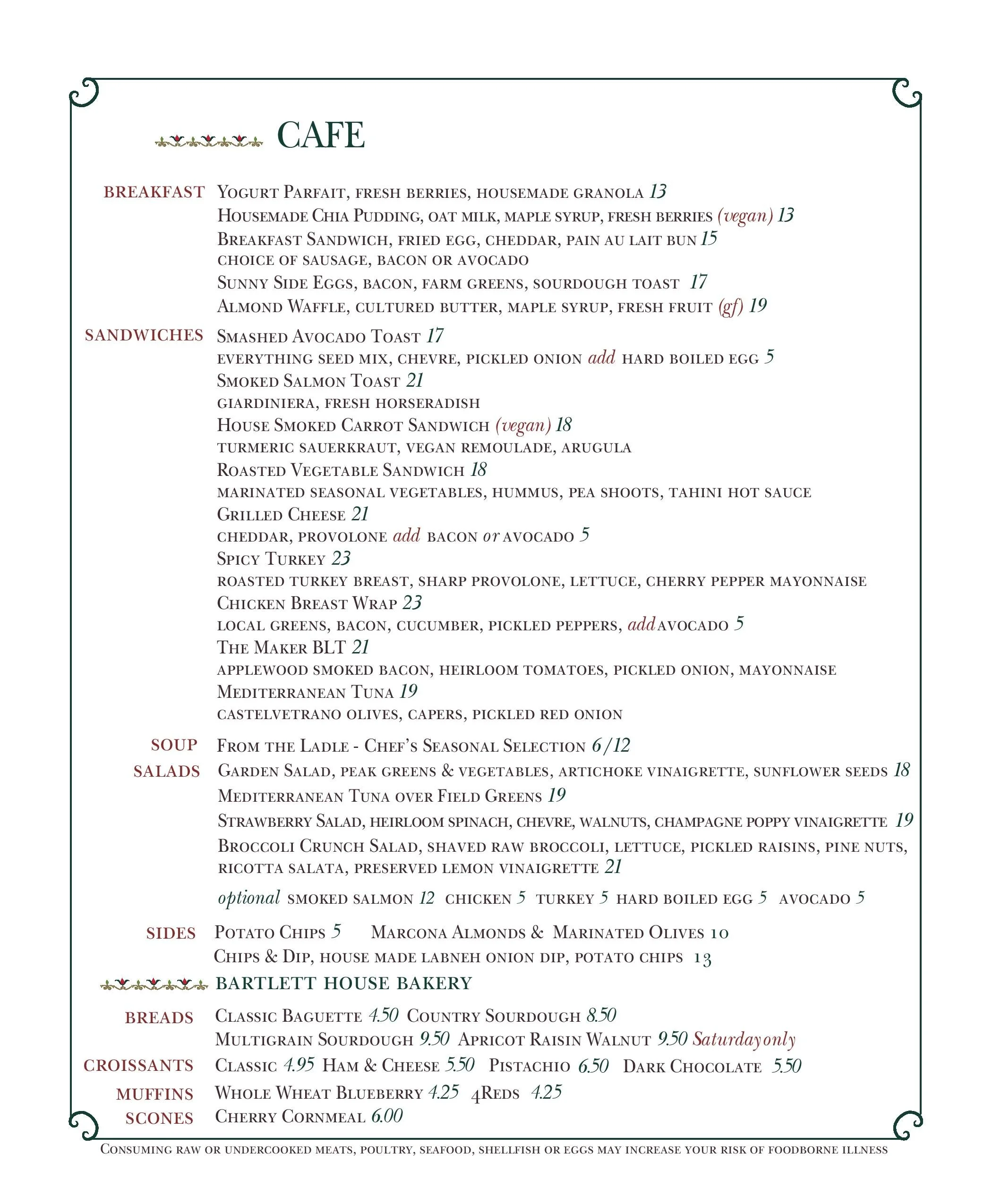 Cafe Menu — The Maker