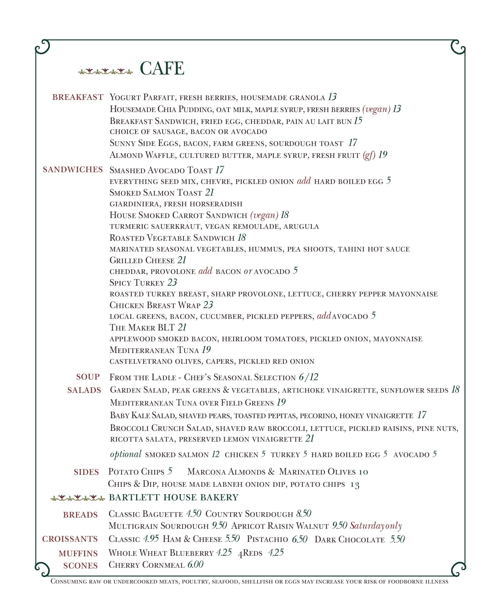 Cafe Menu — The Maker