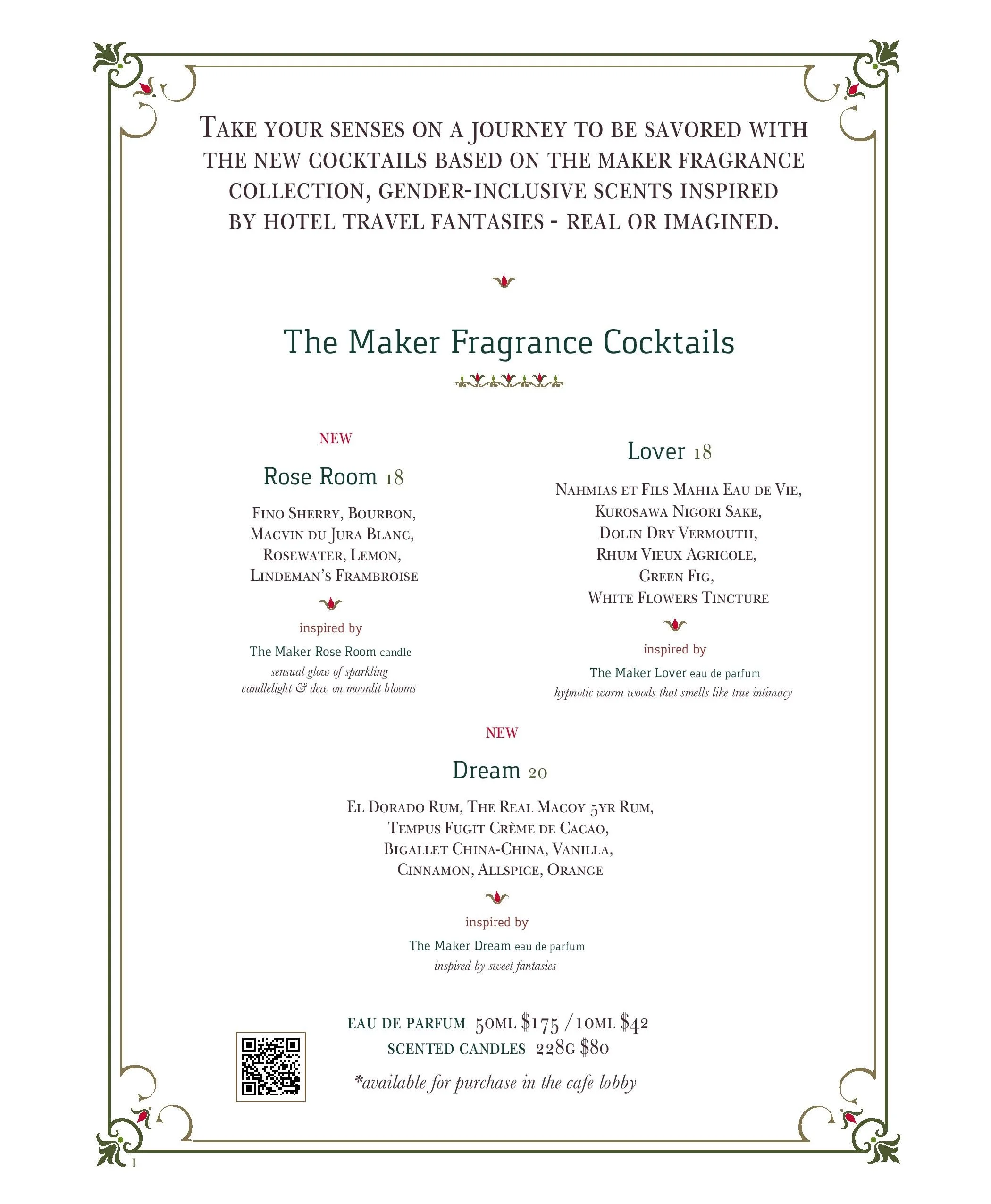 Lounge Menu — The Maker