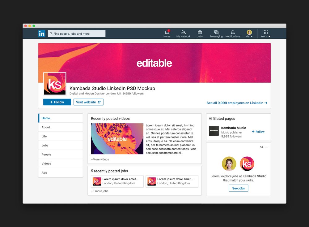 LinkedIn Profile Mockup - PSD Mockup — Kambada Studio