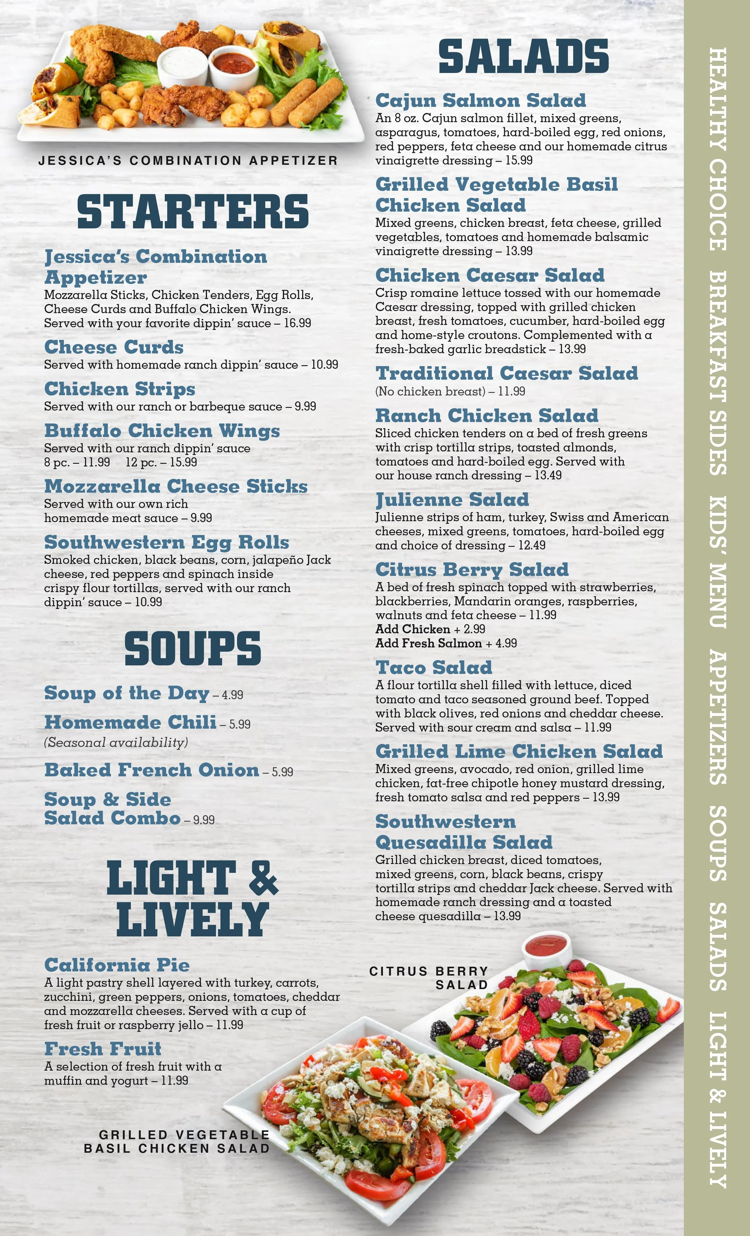 Menu — Jessica's Restaurant