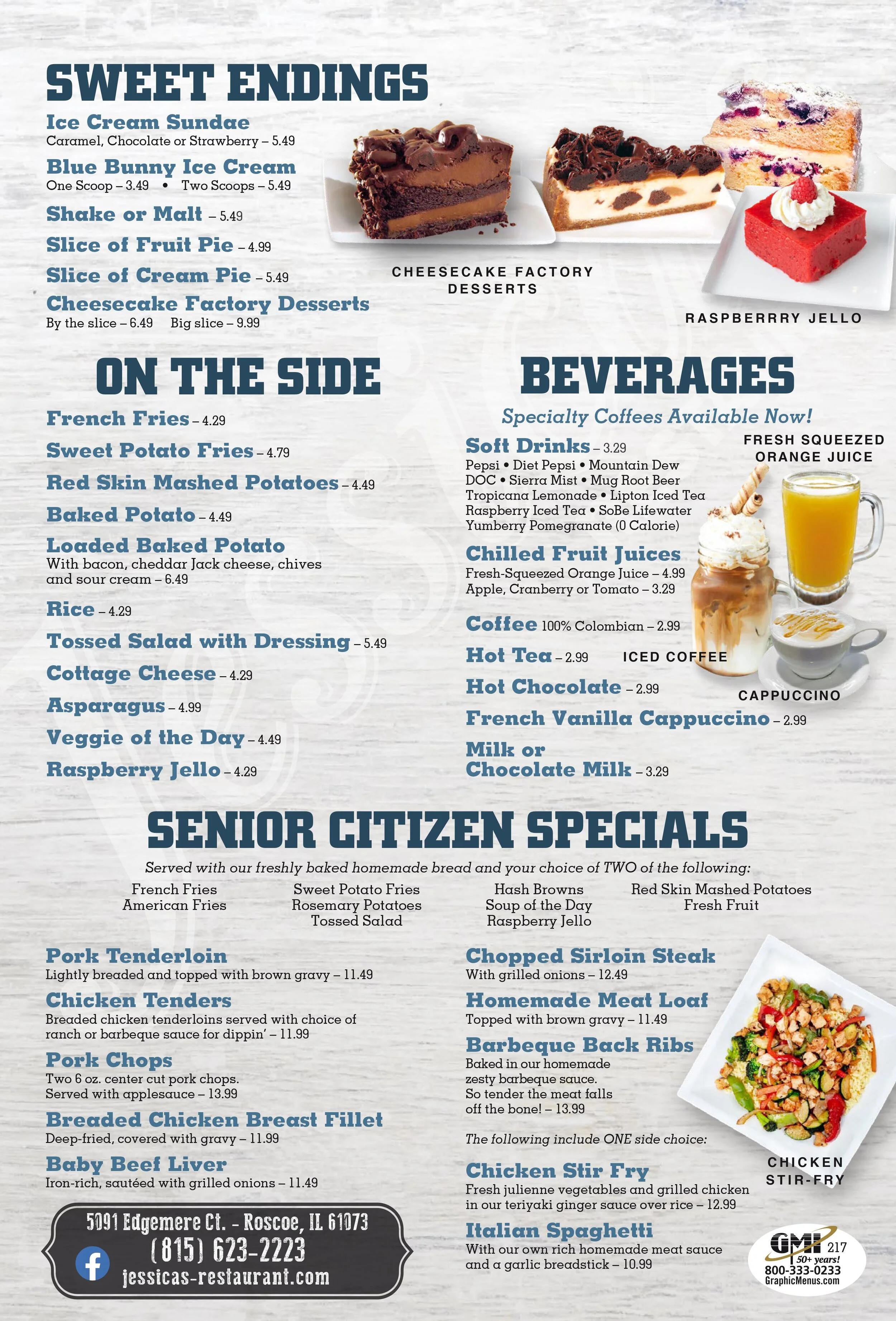 Menu — Jessica's Restaurant