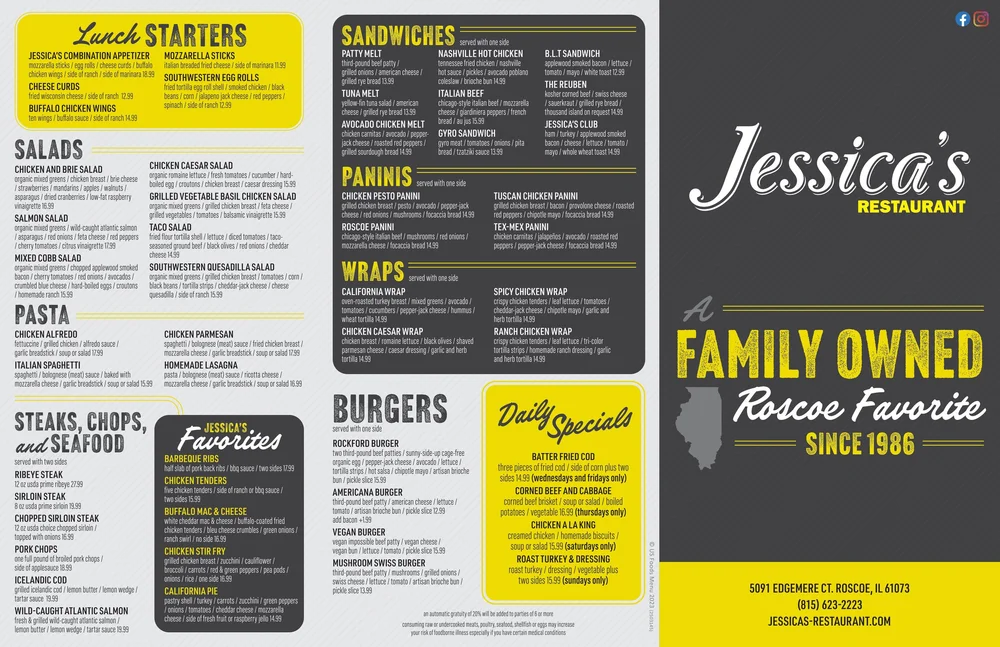 Menu — Jessica's Restaurant