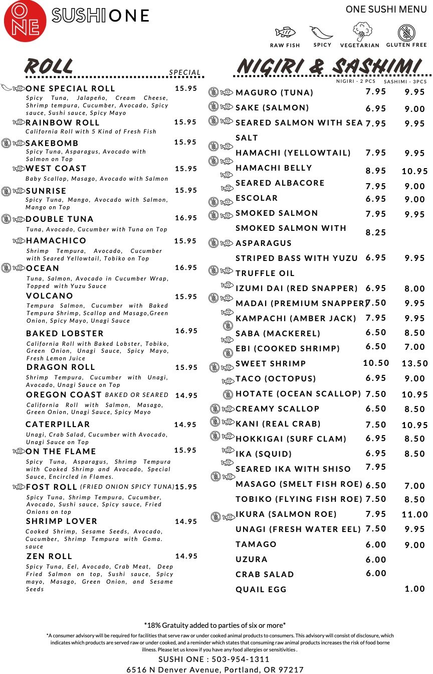 Menu — Sushi One