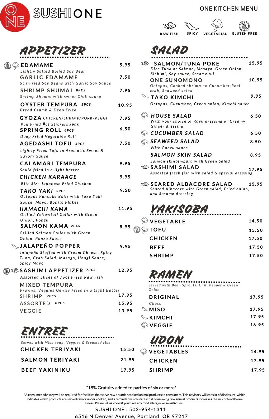 Menu — Sushi One