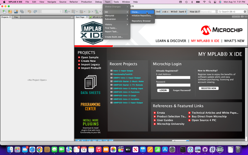 How to clone a Microchip MPLAB X IDE programming project from a GitHub ...
