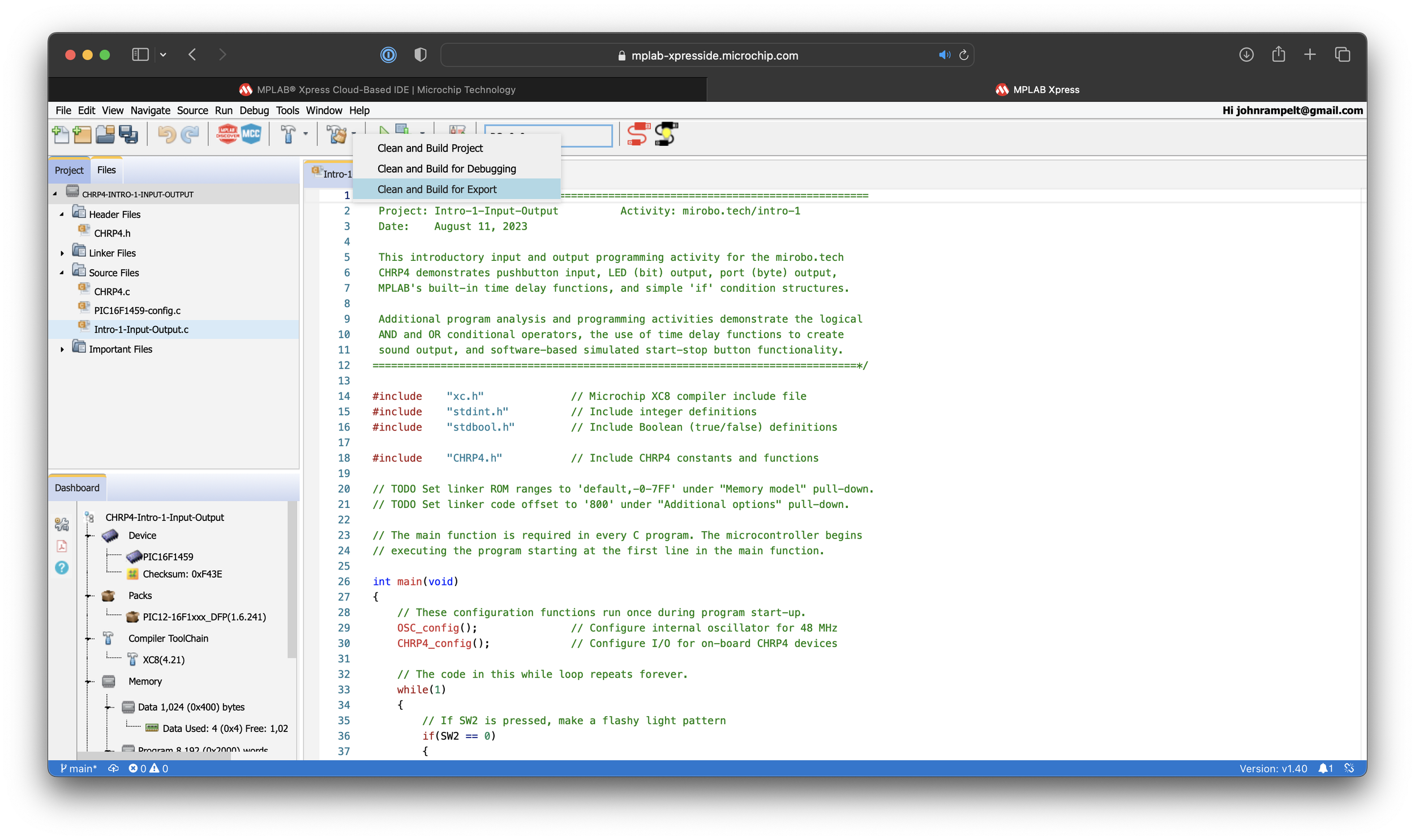Getting started with Microchip's MPLAB Xpress cloud IDE – tutorials for creating a new project ...