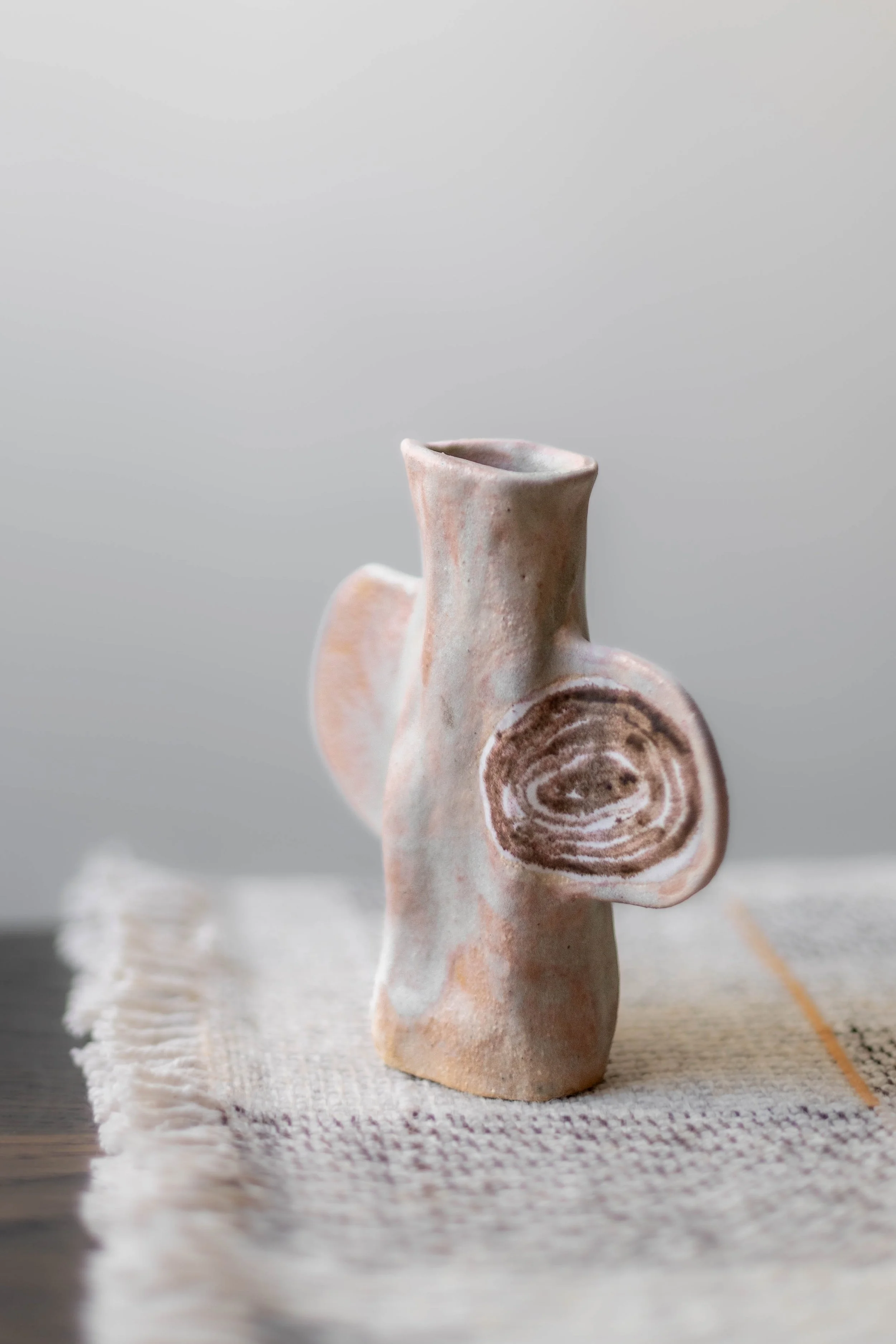 Pink with White Spots Candlestick by Alice Johnson — | Flow Gallery