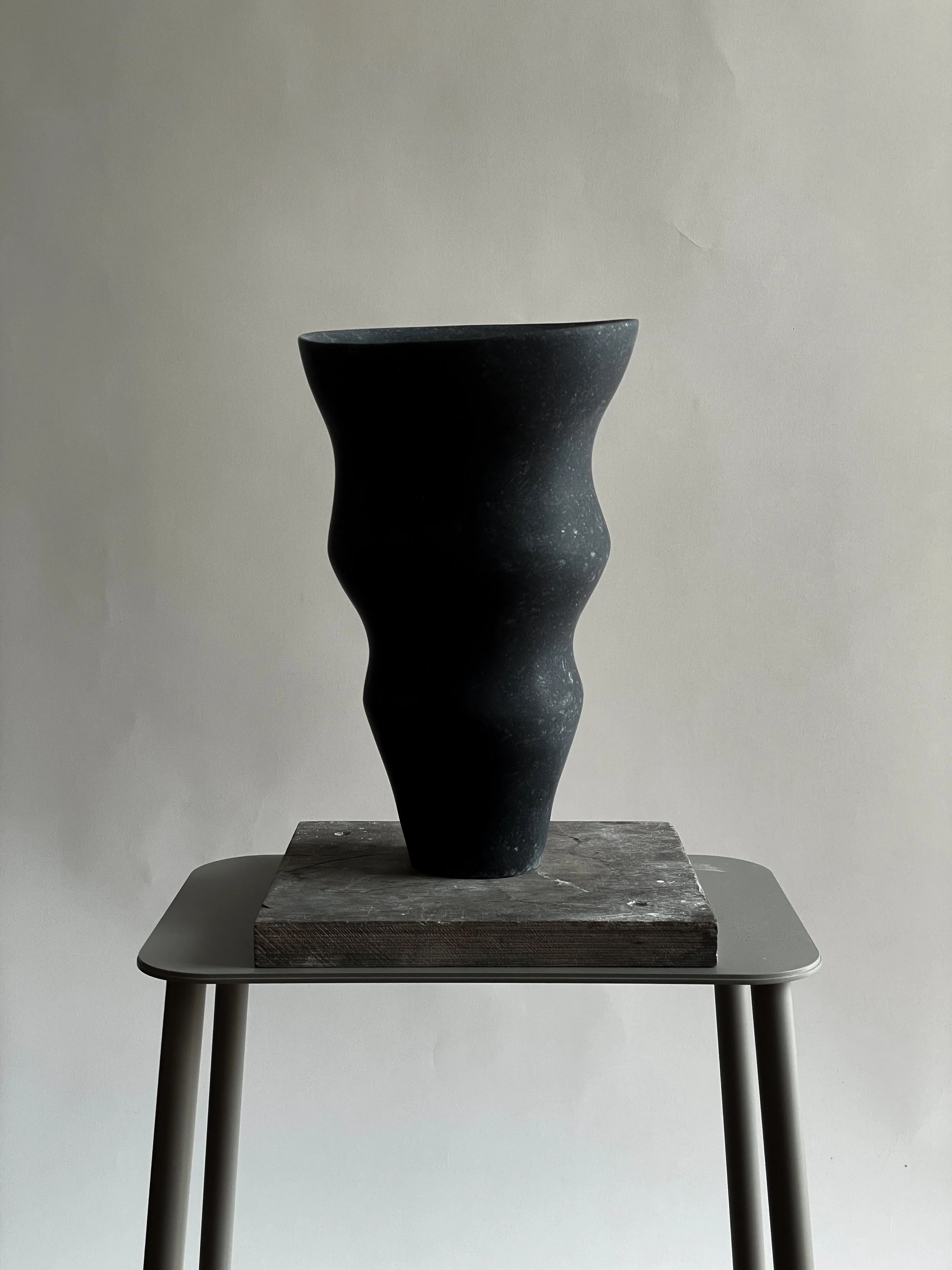 Wave Vase II in White Translucent Alabaster, by Oliver Cook — | Flow Gallery